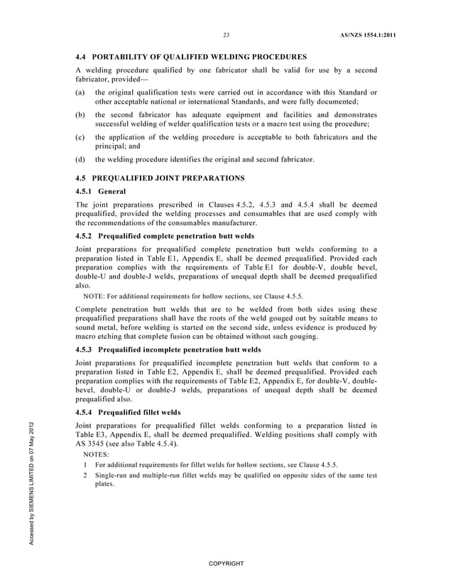 As1554.1 2011-welding steel structure | PDF