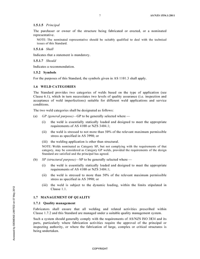 As1554.1 2011-welding steel structure | PDF