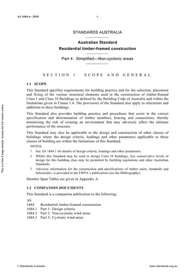 As 1684.4 2010 residential timber-framed construction simplified - non ...