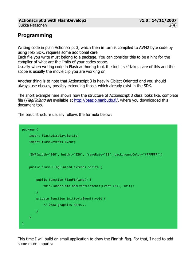 Actionscript 3 with FlashDevelop3 | PDF | Web Development | Internet