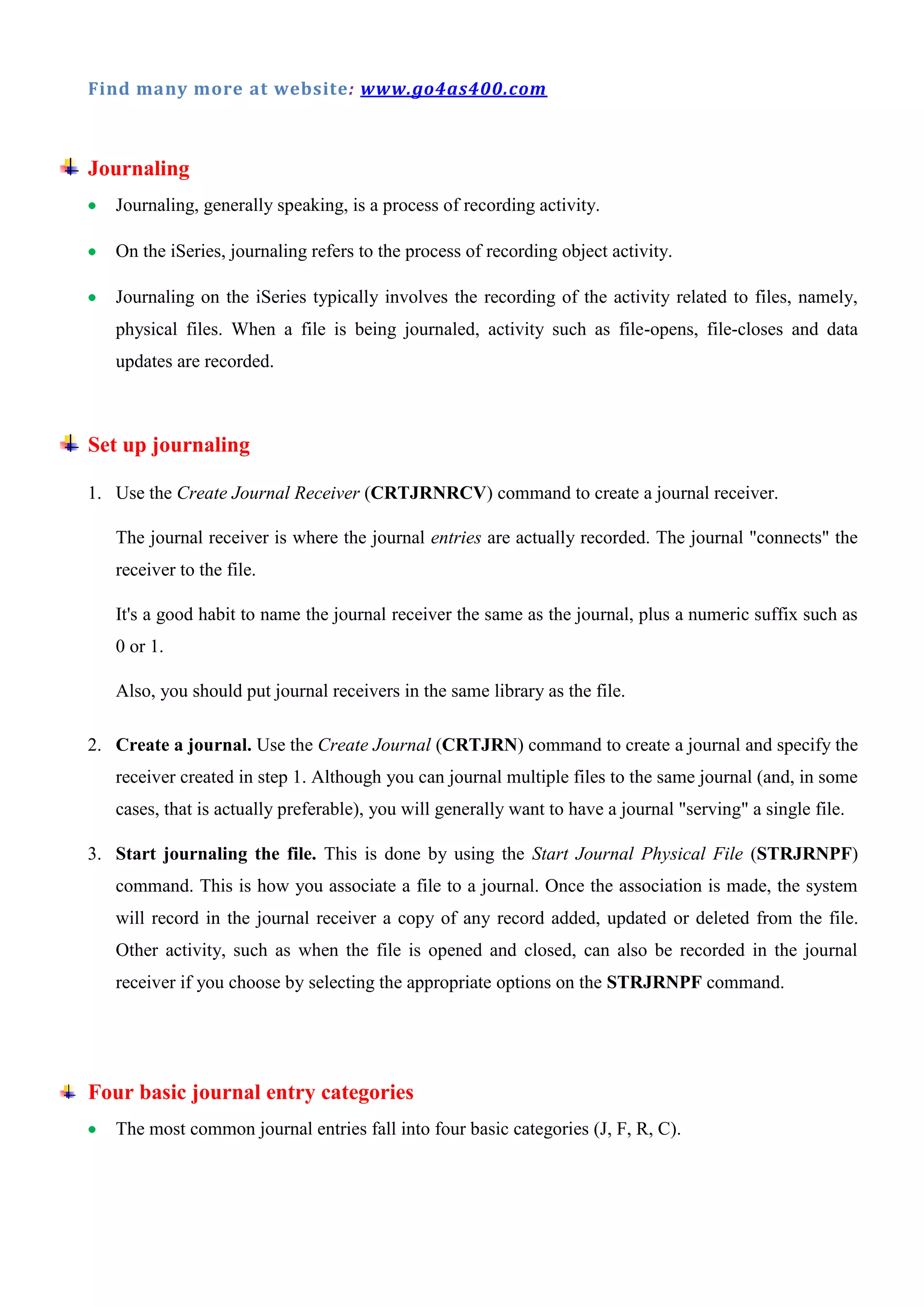 As400 journaling | DOCX | Operating Systems | Computer Software and Applications