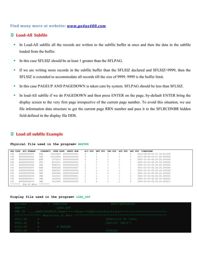 As400 load all subfile | PDF