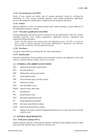 As 4822 2008 external field joint coatings for steel pipelines | PDF