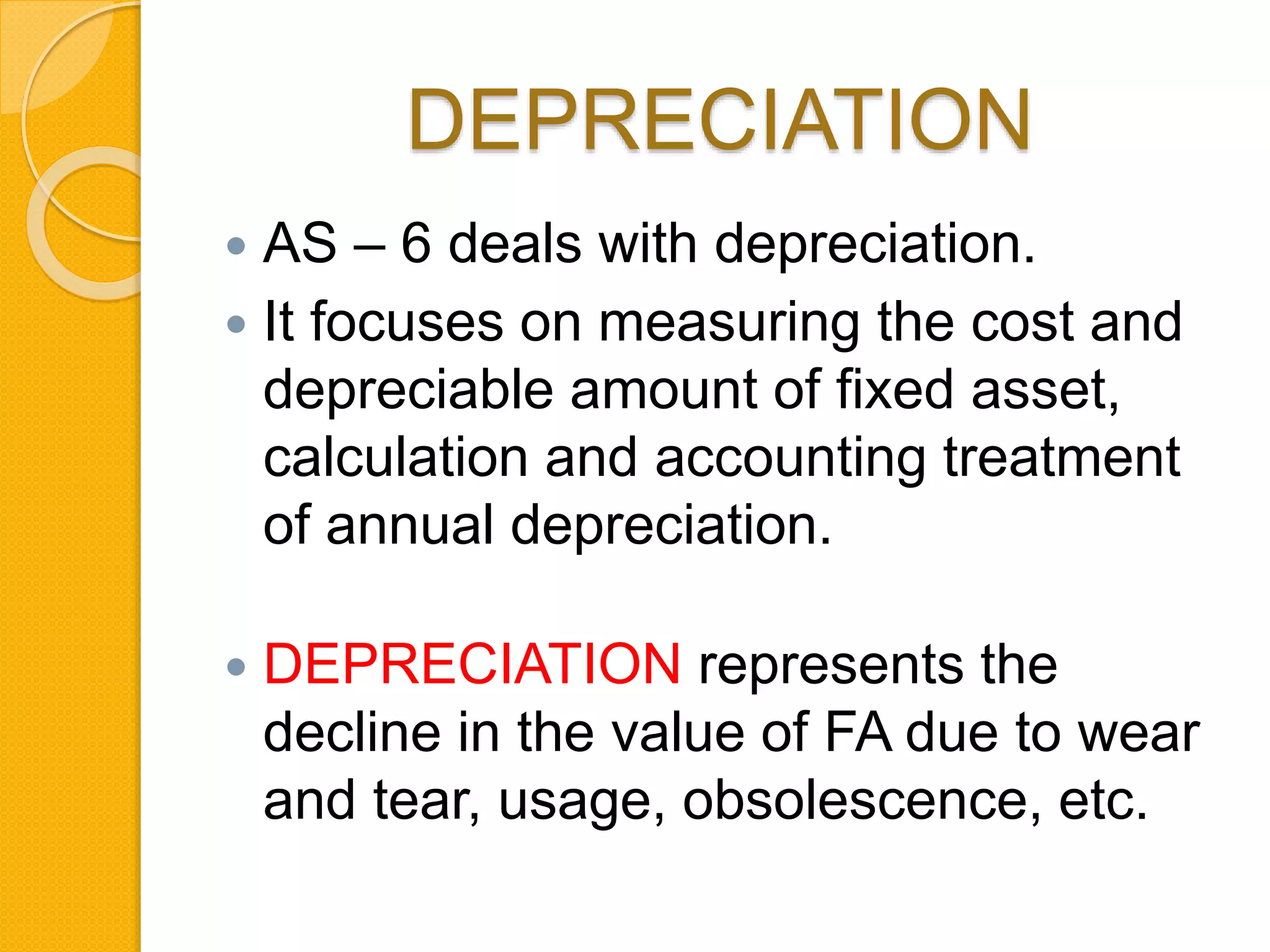 As – 6 Depreciation Accounting | PPTX
