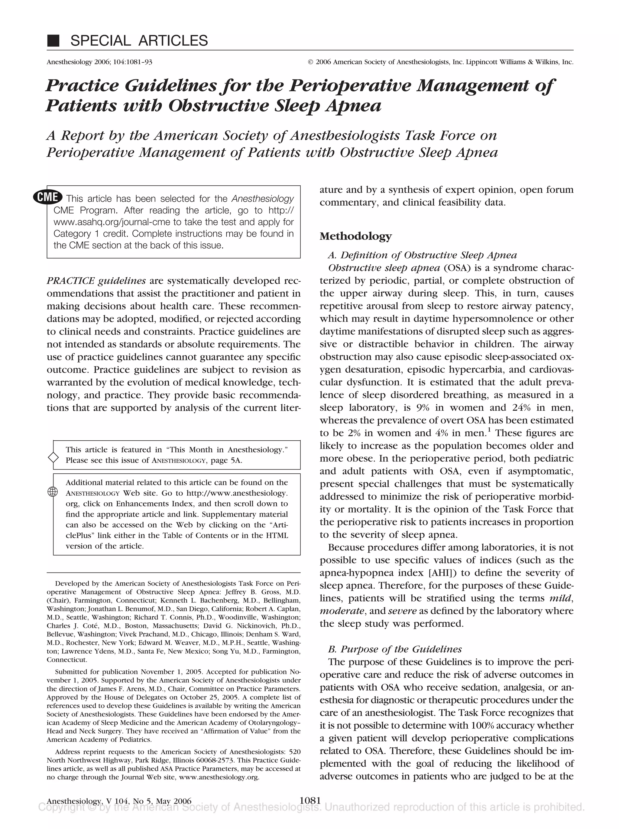 Artigo - Practice Guidelines for the Perioperative Management of ...