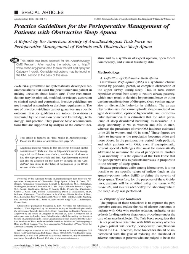 Artigo - Practice Guidelines for the Perioperative Management of ...