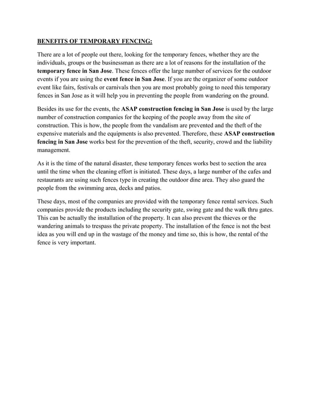 BENEFITS OF TEMPORARY FENCING: | PDF | Home Security | Home & Garden