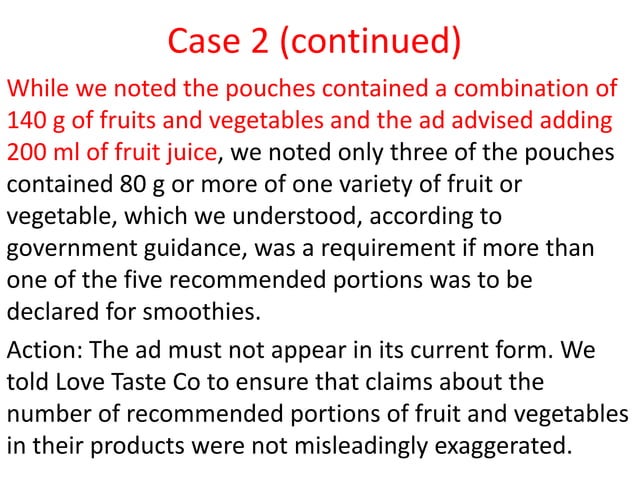 ASA – Advertising Standards Authority | PPTX | Nutrition | Healthy Living