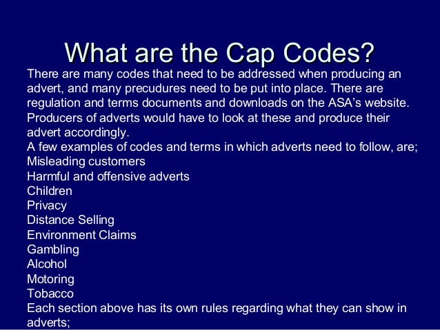 Asa and cap codes