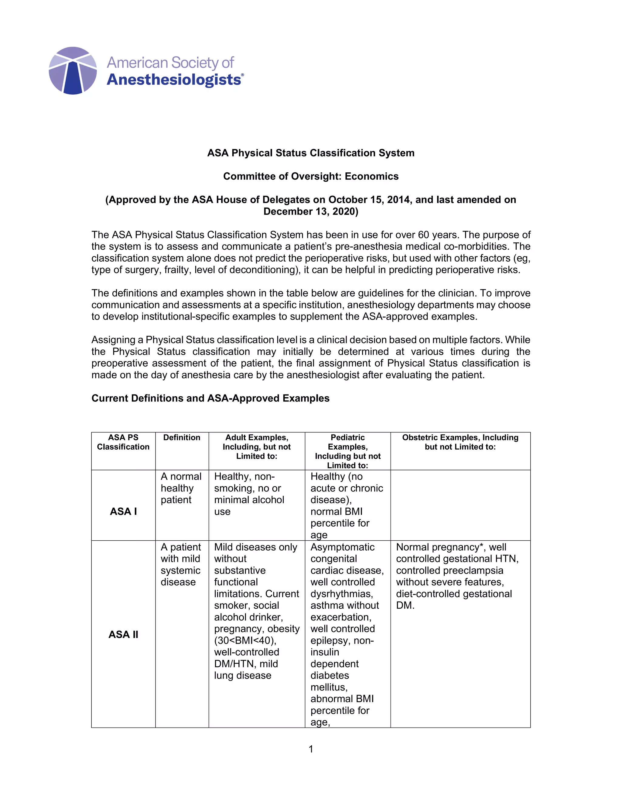 Asa classification (december 2020) (1) | PDF