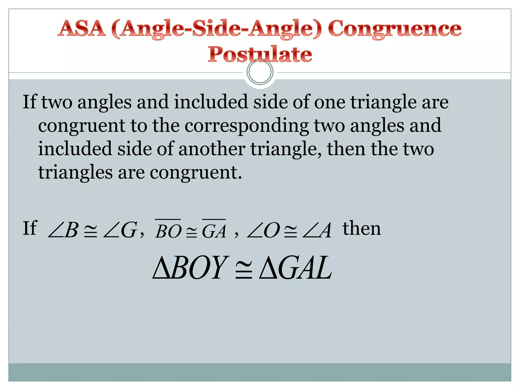 Asa congruence postulate | PPTX