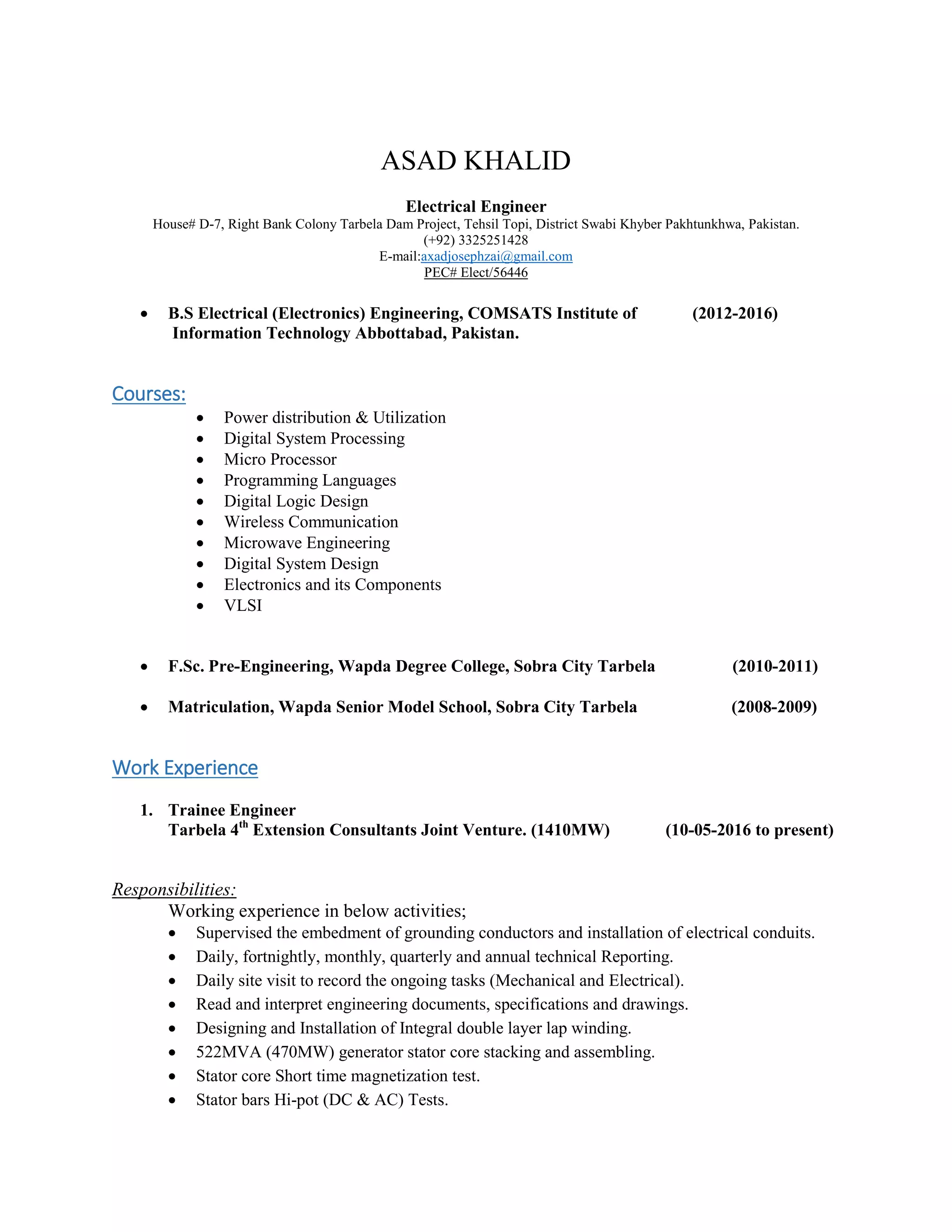 Asad khalid cv | PDF