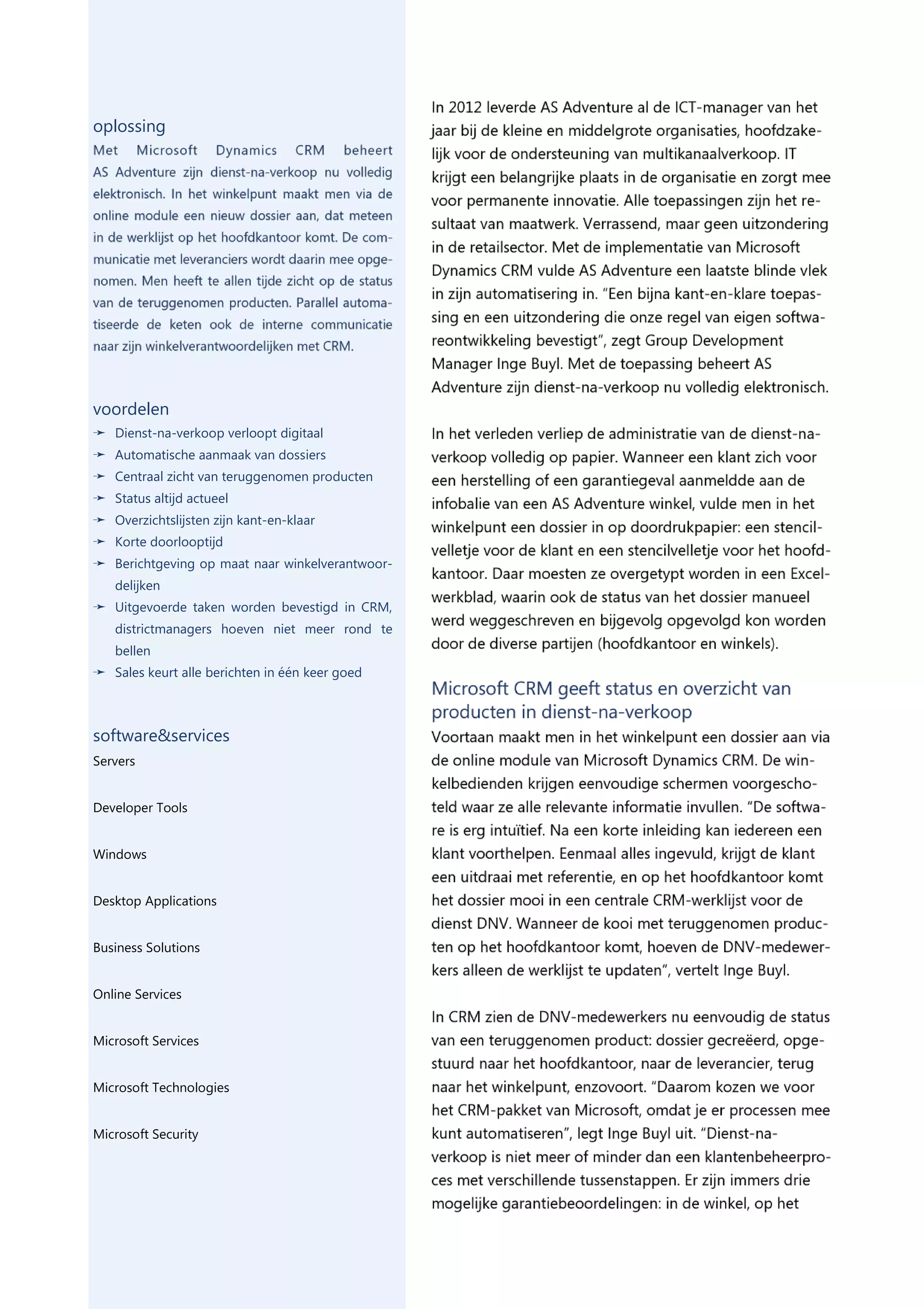 As adventure bant met Dynamics CRM papier uit dienst-na-verkoop | PDF