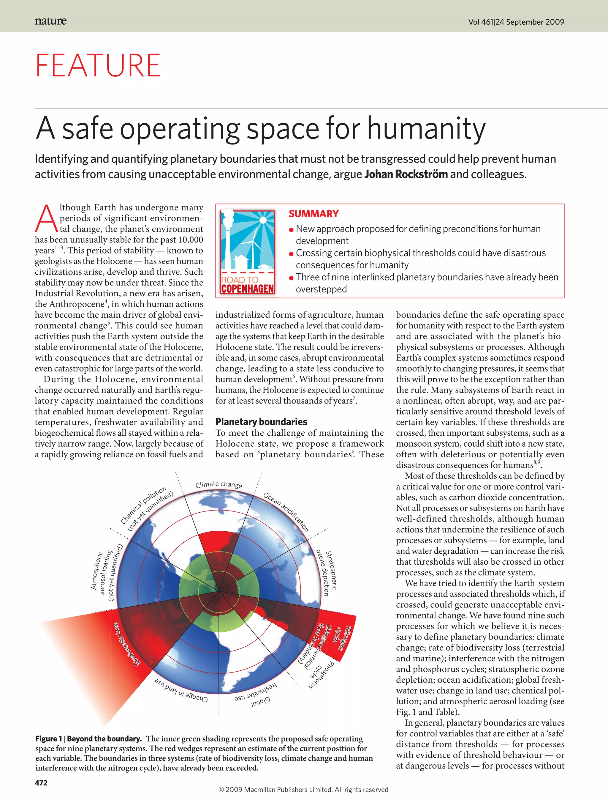 A safe operating space for humanity | PDF