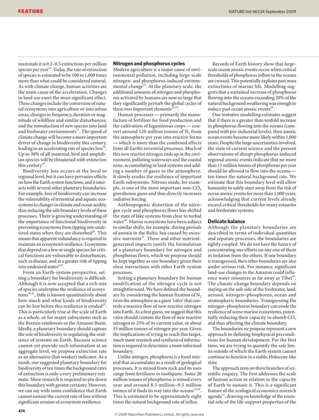 A safe operating space for humanity | PDF