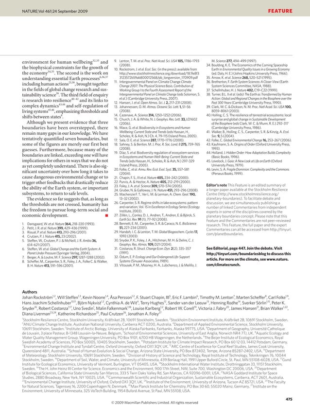 A safe operating space for humanity | PDF
