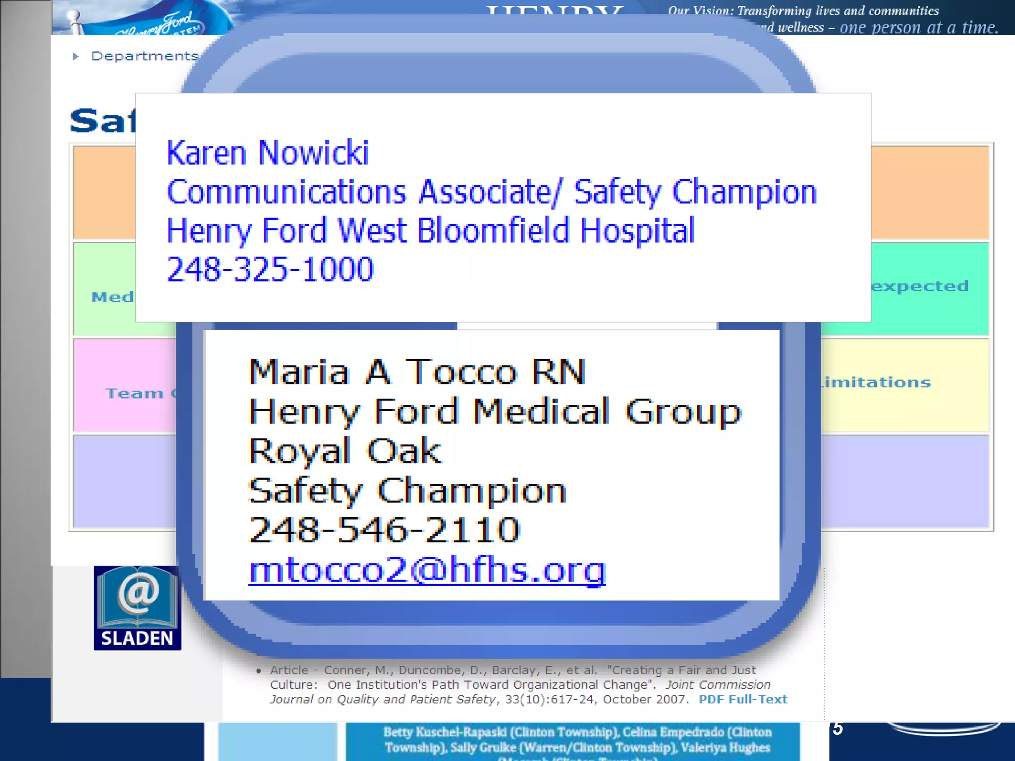 A safety champion program engagement and empowerment of frontline staff ...