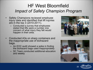 A safety champion program engagement and empowerment of frontline staff ...