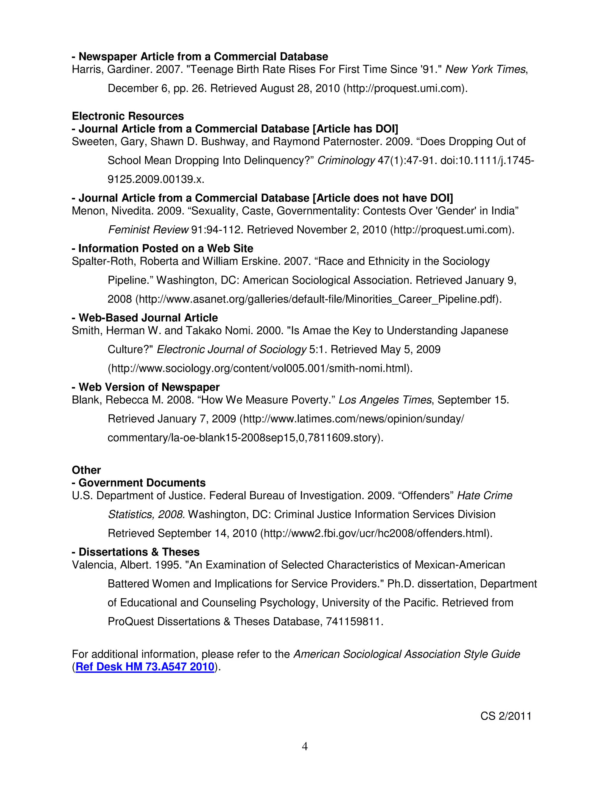 ASA Format by Cal State | PDF