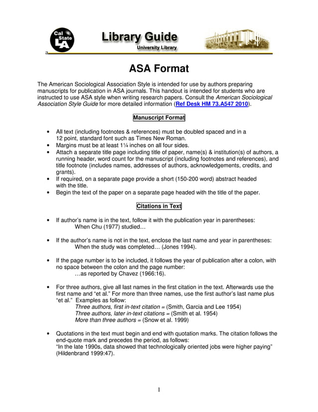 ASA Format by Cal State | PDF