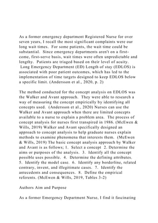 As a former emergency department Registered Nurse for over seven.docx