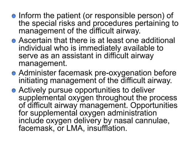 ASA Guidelines for Management of the Difficult Airway | PPT