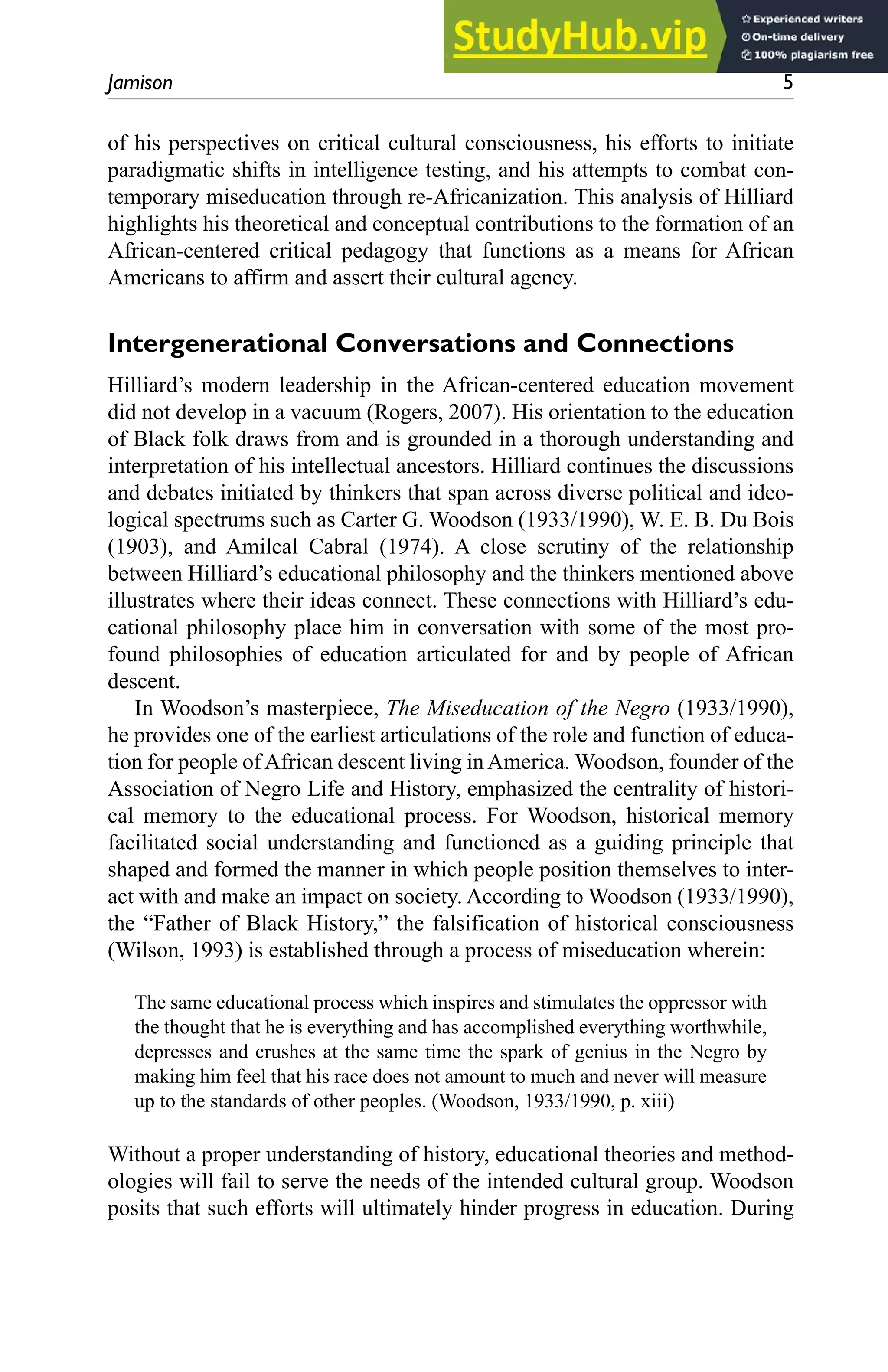 Asa Hilliard Conceptualizing And Constructing An African- Centered ...