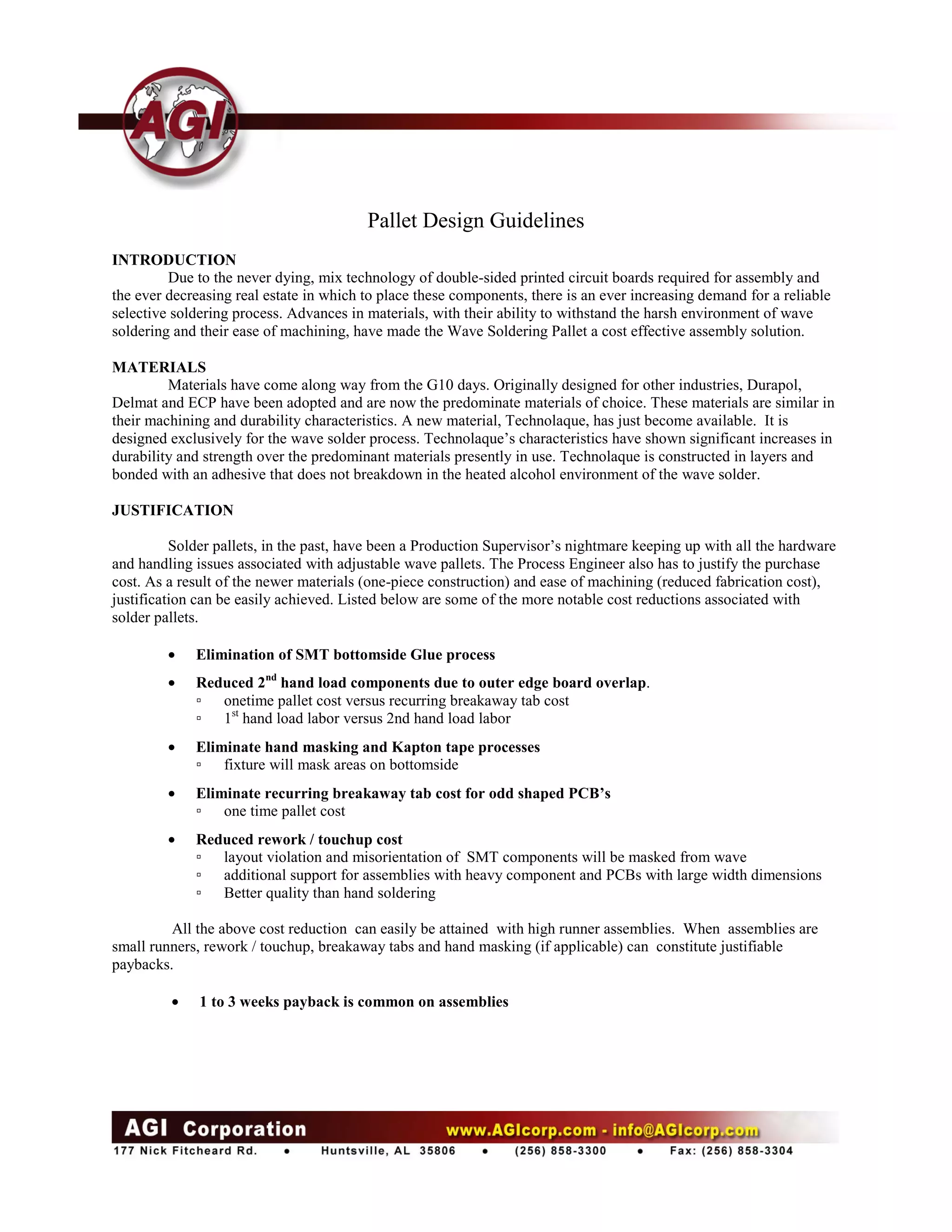 Asahitec Solder Paste Stencil- Solder Wave Pallet Design Guidelines | PDF