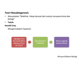 Asal usul kehidupan dan evolusi | PPT