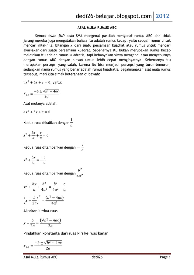 Asal mula rumus abc | PDF