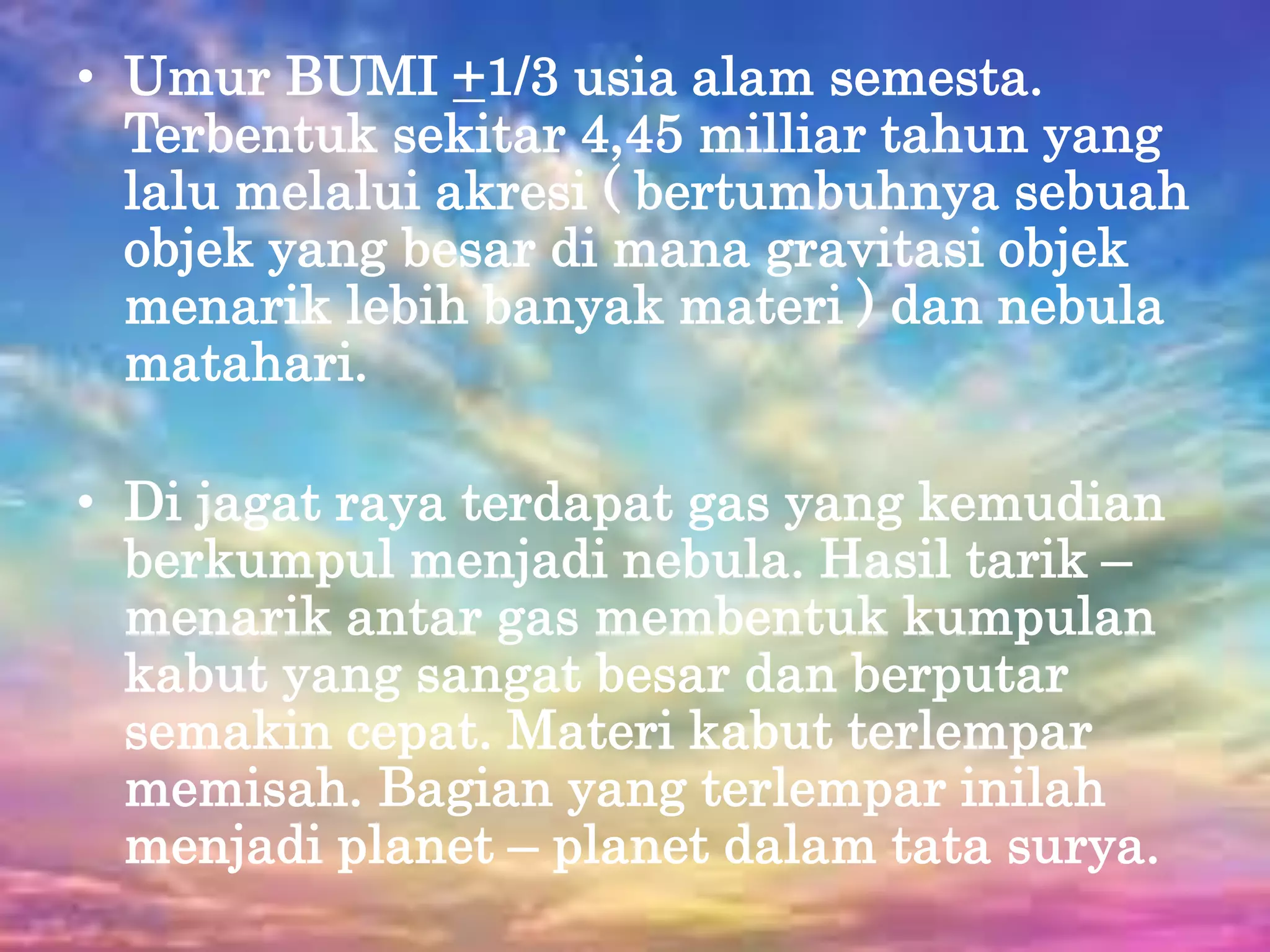 ASAL MULA TERJADINYA BUMI | PPTX