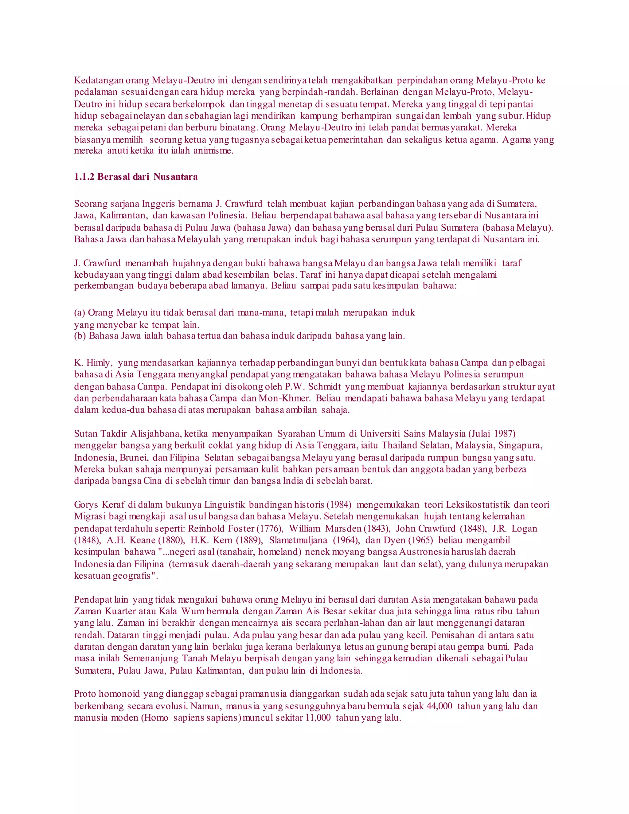 Asal usul bahasa melayu | DOCX