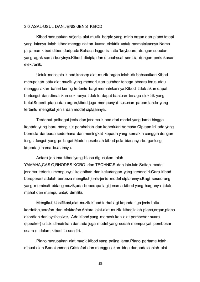 Asal usul kibod dan jenis kibod | PDF