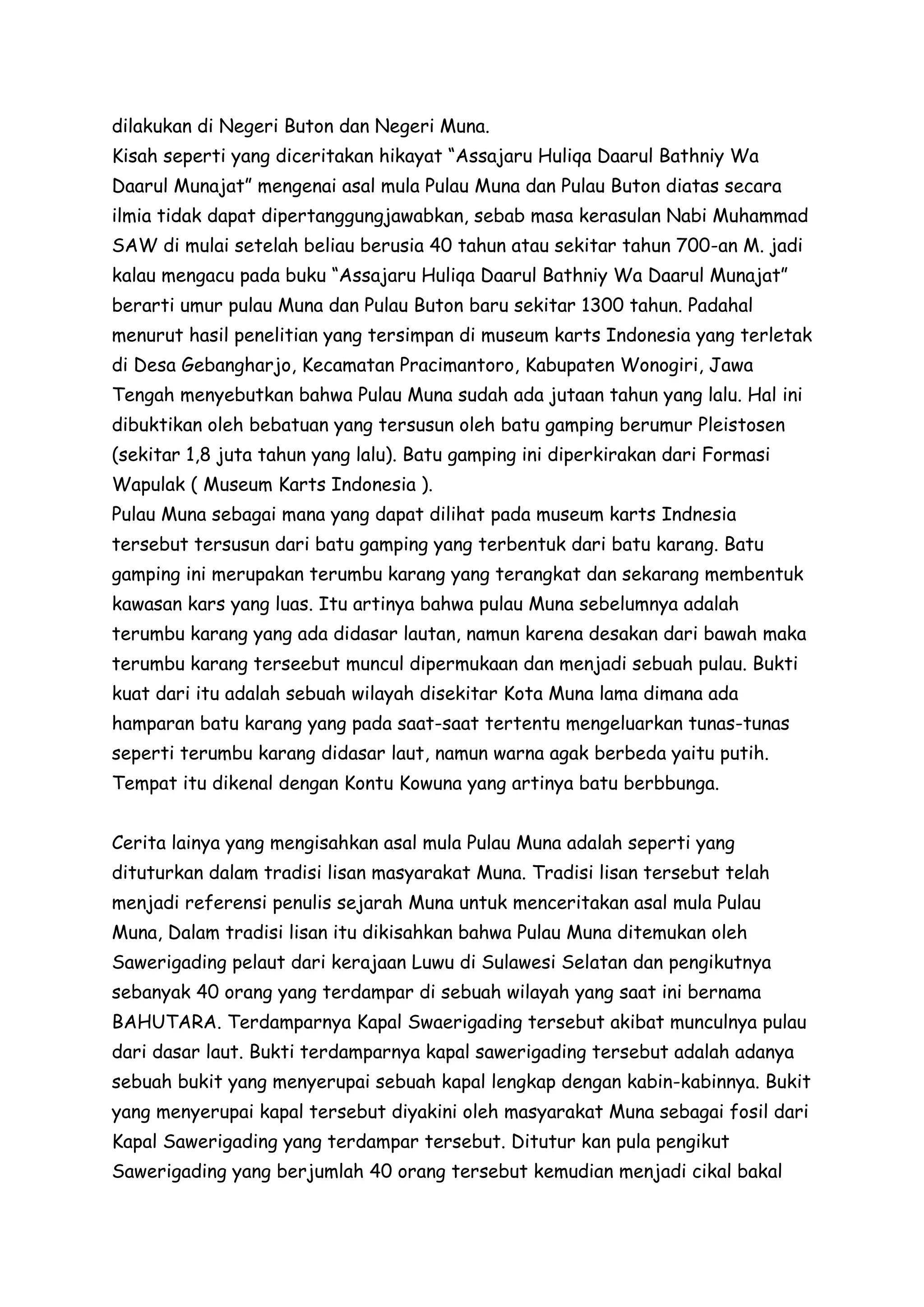 Asal usul kabupaten muna sultra | PDF