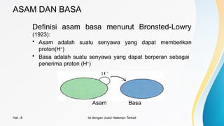 Reaksi Pengenalan asam basa buffer dan garam | PPTX