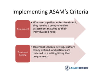 Implementing the ASAM Criteria for Substance Use Disorders | PDF