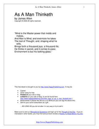 As A Man Thinketh | PDF | Gardening | Home & Garden