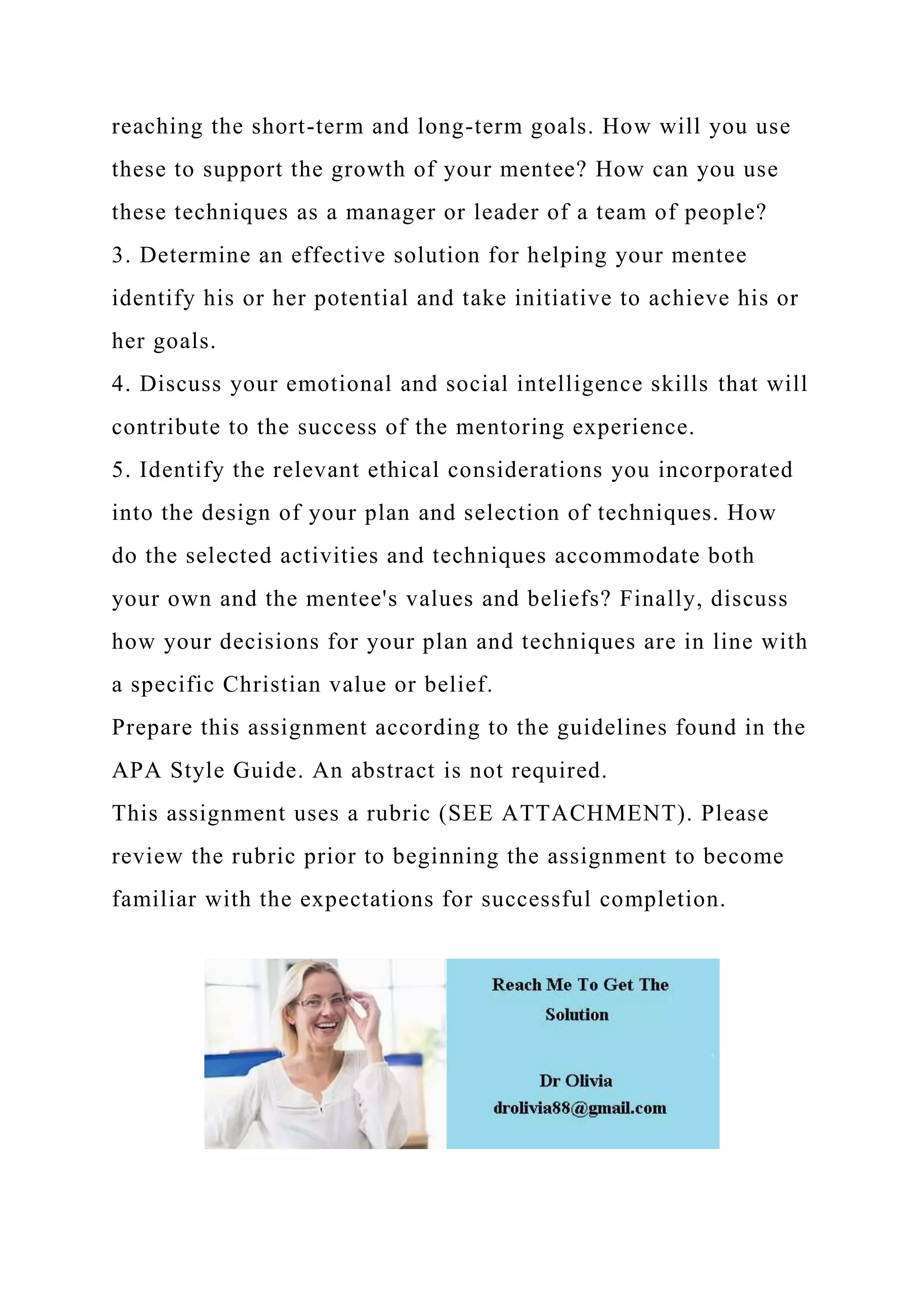 As a mentor, how will you help to identify key elements you want y.docx