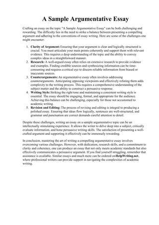 A Sample Argumentative Essay | PDF