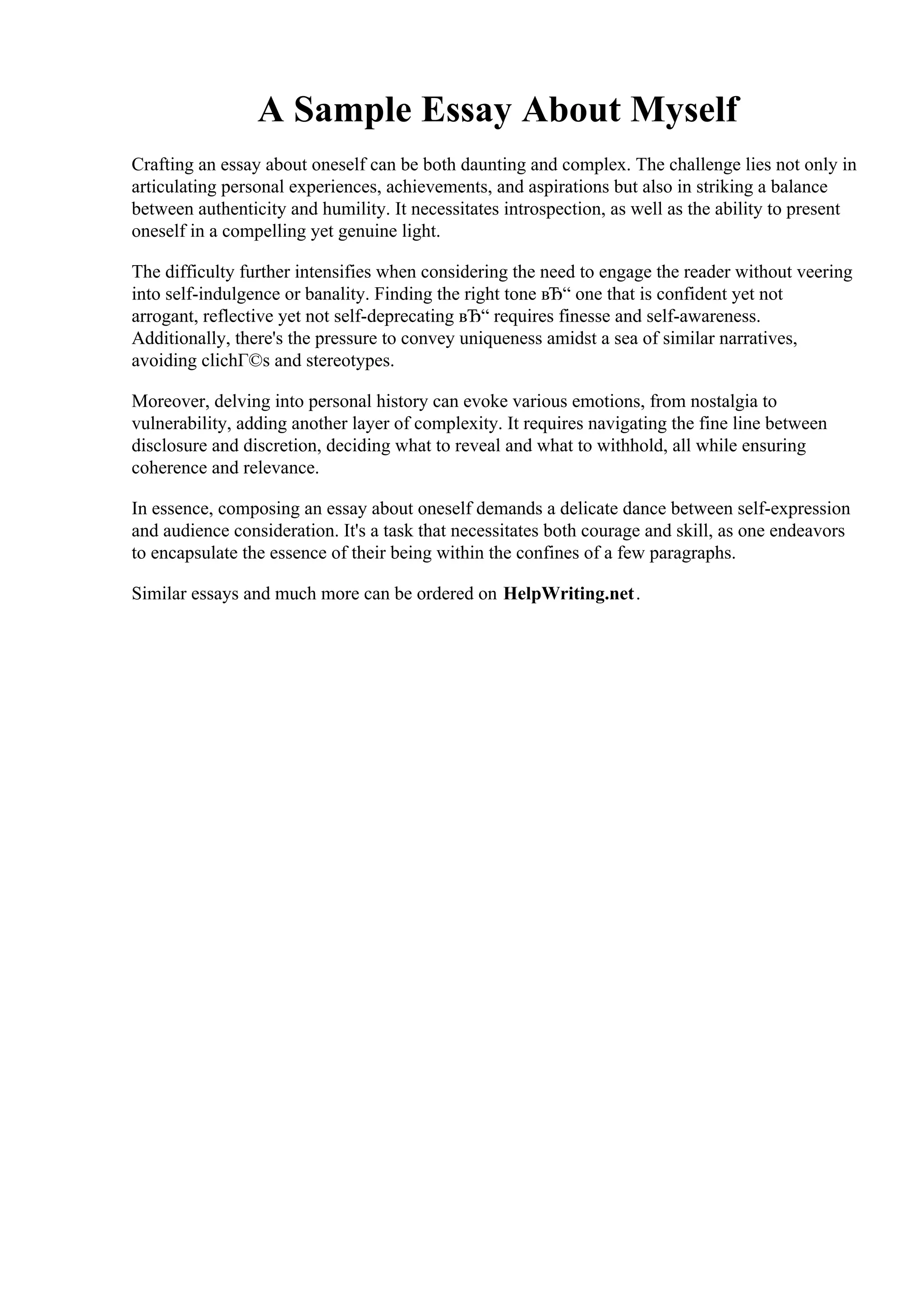 A Sample Essay About Myself | PDF