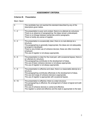 A sample of assessment criteria | DOC
