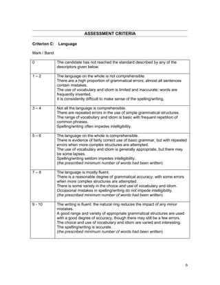 A sample of assessment criteria | DOC