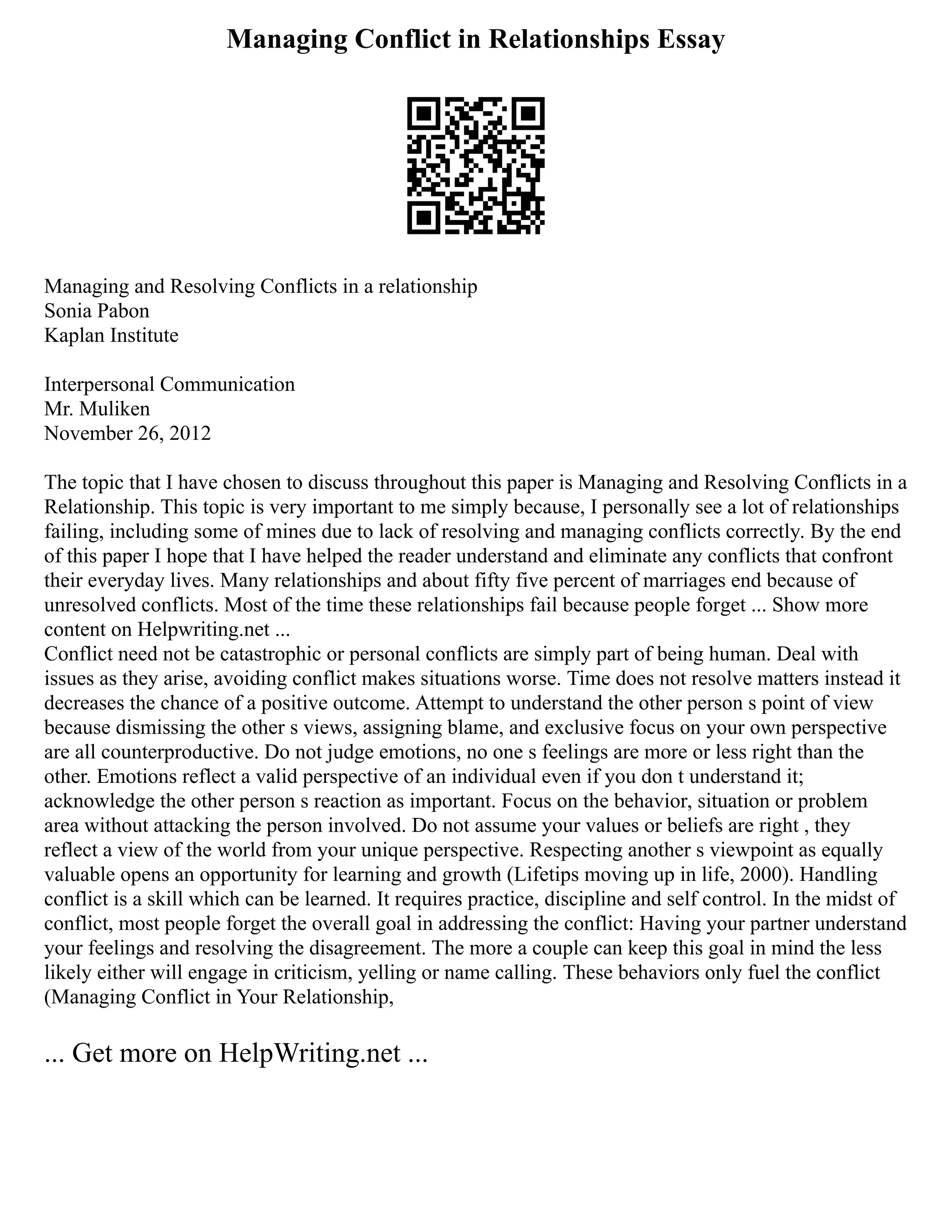 A Sample Position Paper - PHDessay.Com