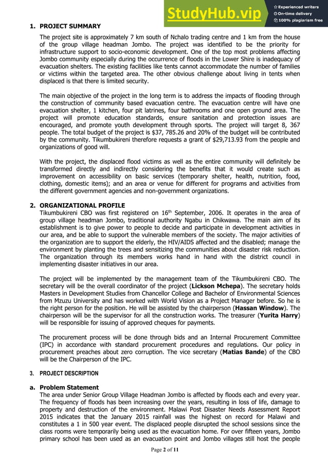 A SAMPLE PROJECT PROPOSAL FOR FUNDING TO PROSPECTIVE DONORS.pdf