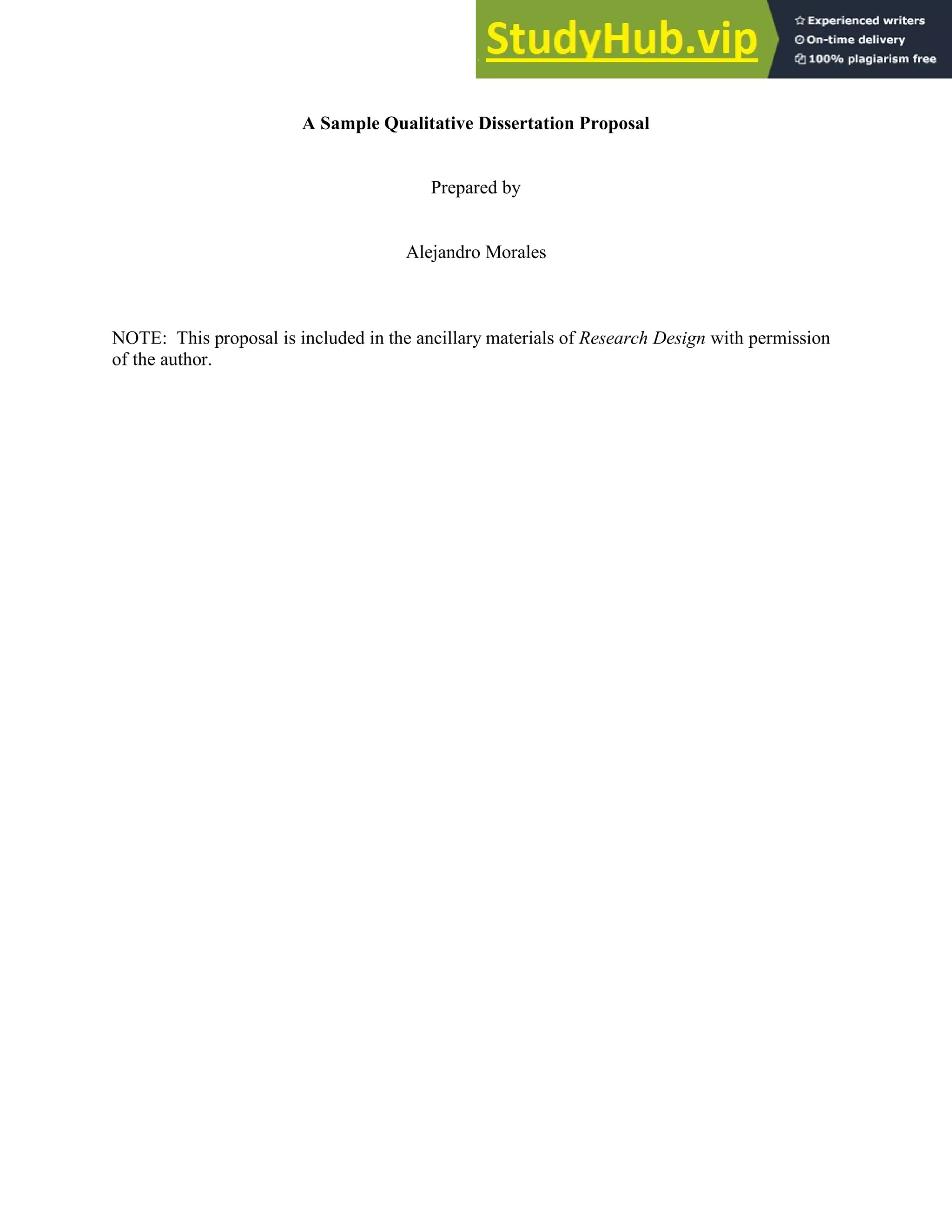 A Sample Qualitative Dissertation Proposal | PDF