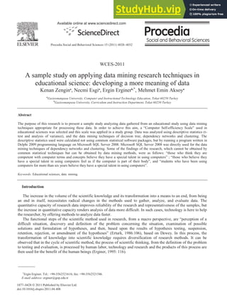 A sample study on applying data mining research techniques in ...
