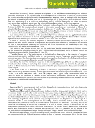 A sample study on applying data mining research techniques in educational science Developing a ...