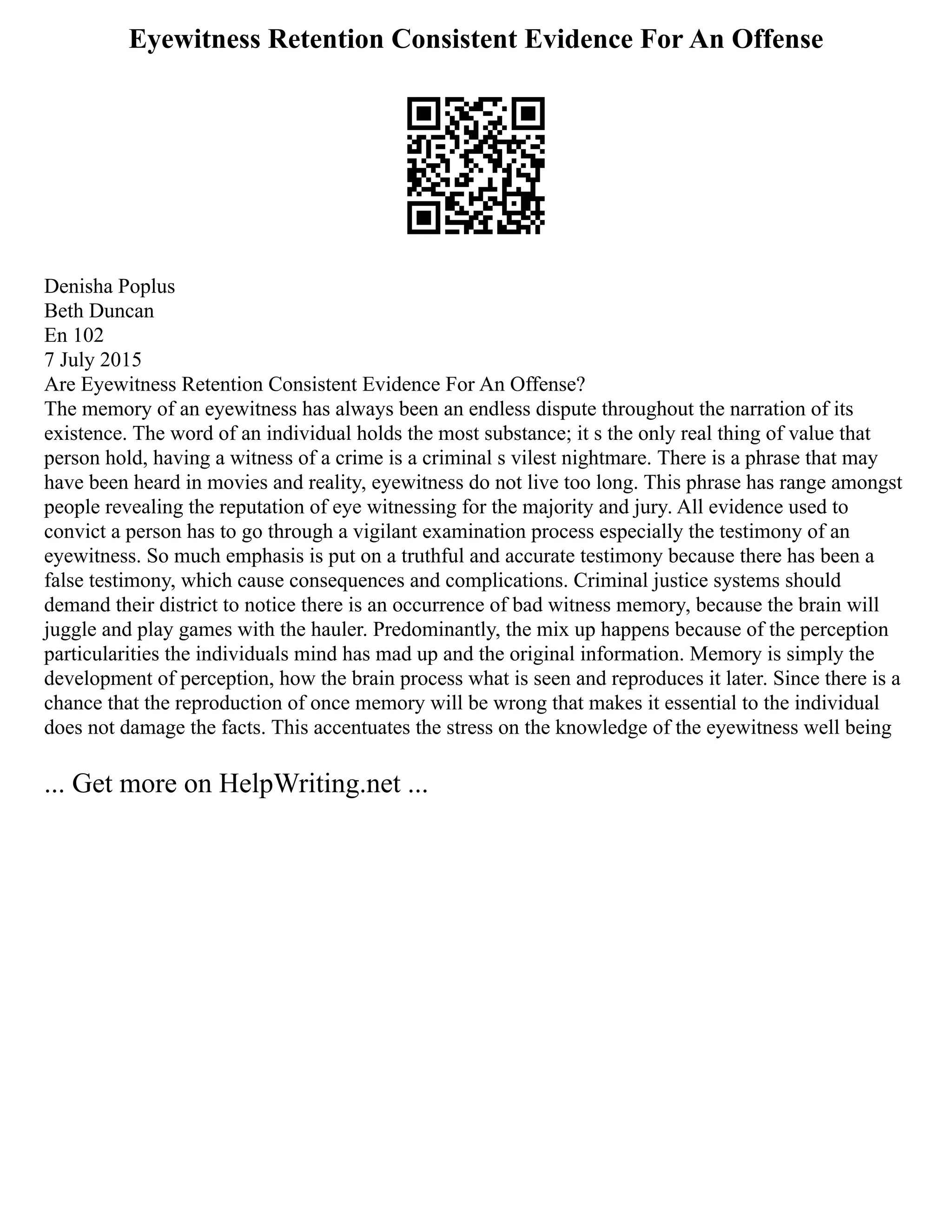 A Sample Term Paper - Examples Papers | PDF