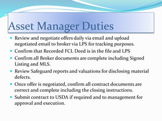 Asset Manager/ Asset Specialist Roles | PPTX | Law