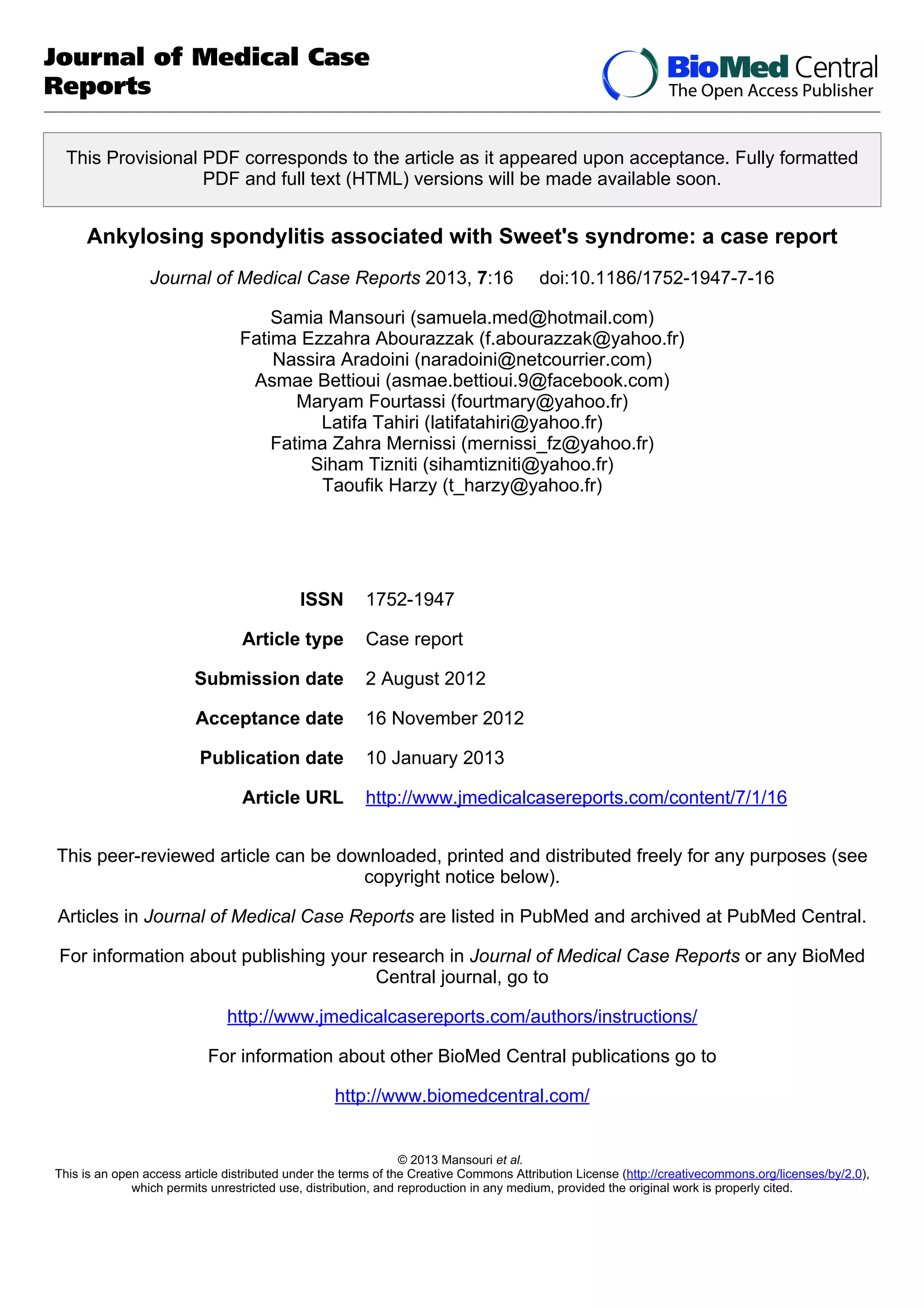 As and sweets syndrome | PDF